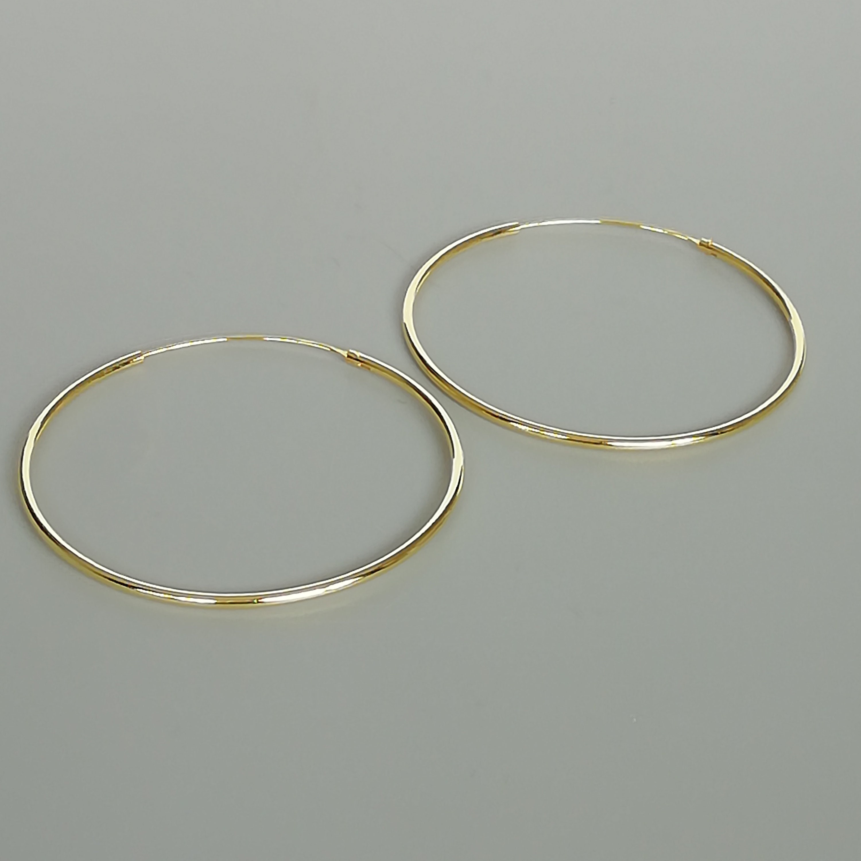 Large gold hoop earrings Gold hoops 45 mm gold plated | Etsy