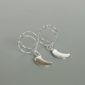 Crescent Moon Cuff | Silver Charm Cuff | No Piercing Ear Cuff ...