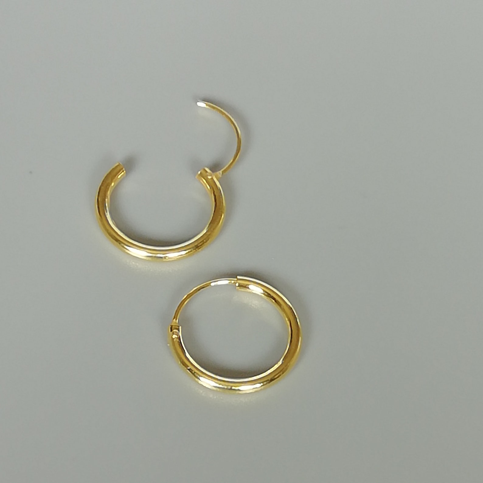 Gold Hoop Earrings | 16mm Gold Plated Hoops | Endless Ear Hoops ...