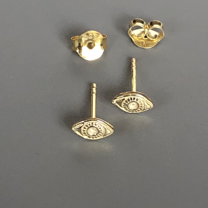 Gold Evil Eye Studs Tiny Eye Earrings Gold Plated Stud | Etsy