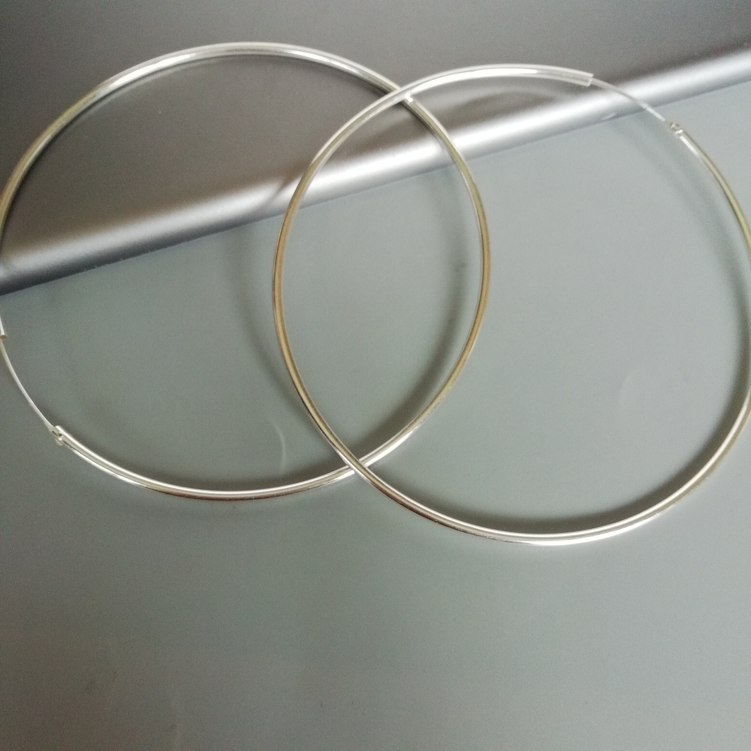 Large Sterling Silver Hoop Earrings | 90mm Endless Hoops | Minimalist ...