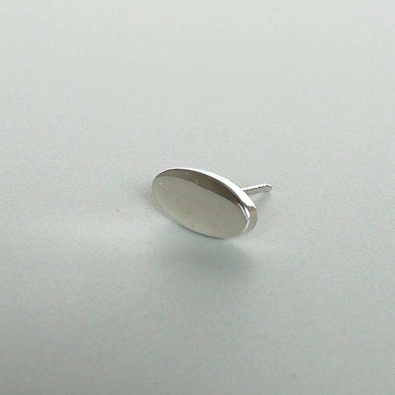 Oval silver ear stud Silver ear studs Silver jewelry | Etsy