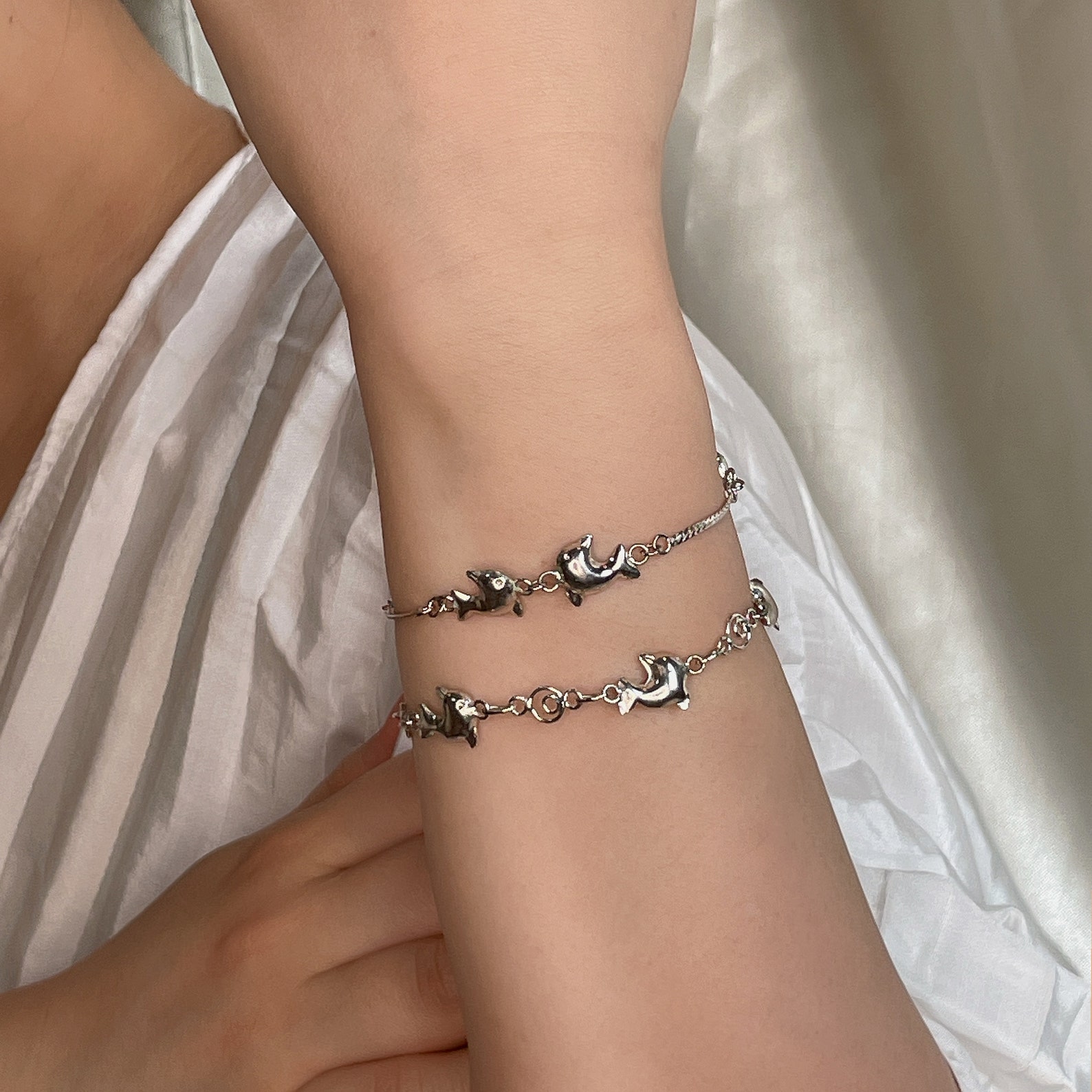 Silver Dolphin Chain Bracelet | Chain Bracelet | Wrist Jewelry ...