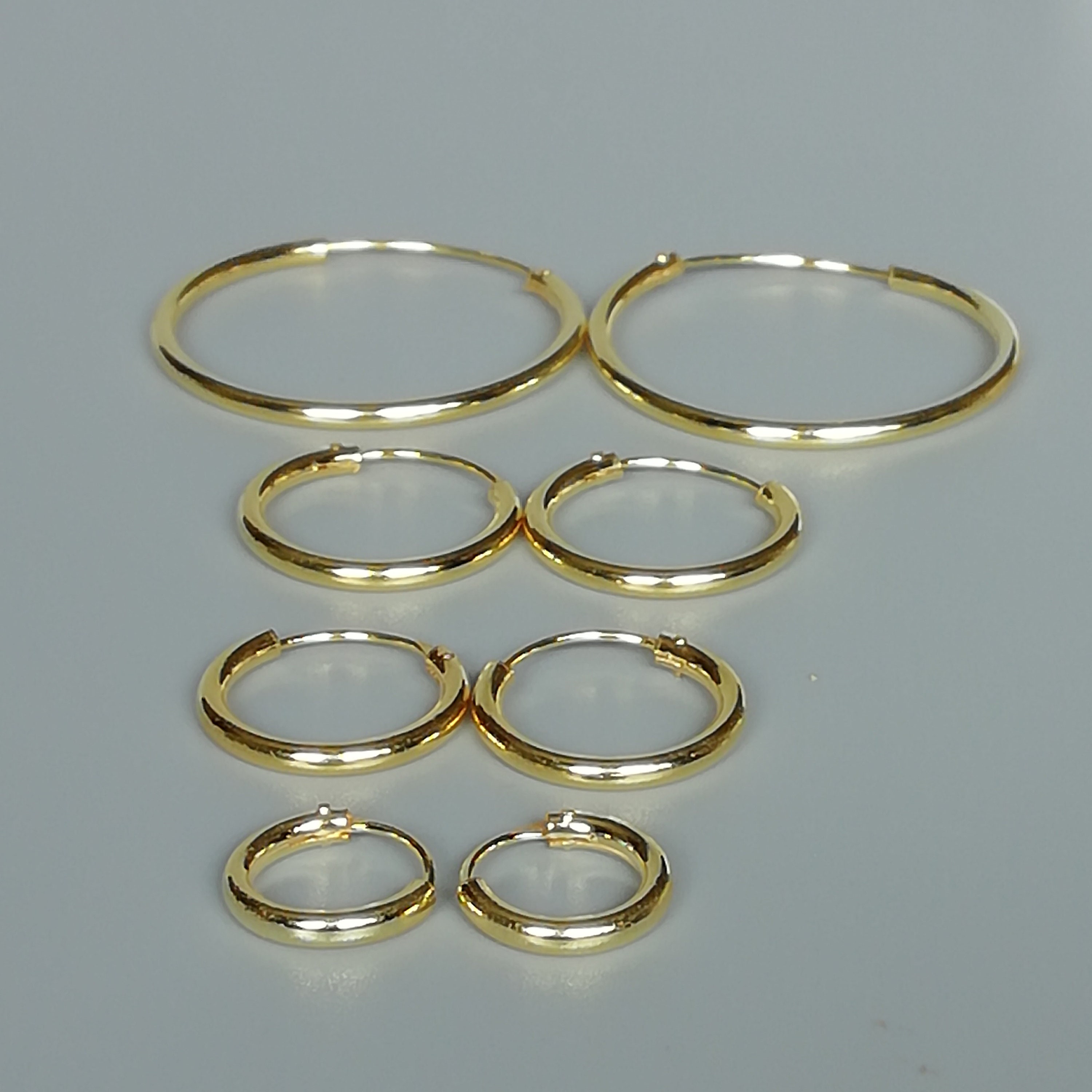 Gold hoops set Five pairs set 12 to 45mm gold plated hoops | Etsy