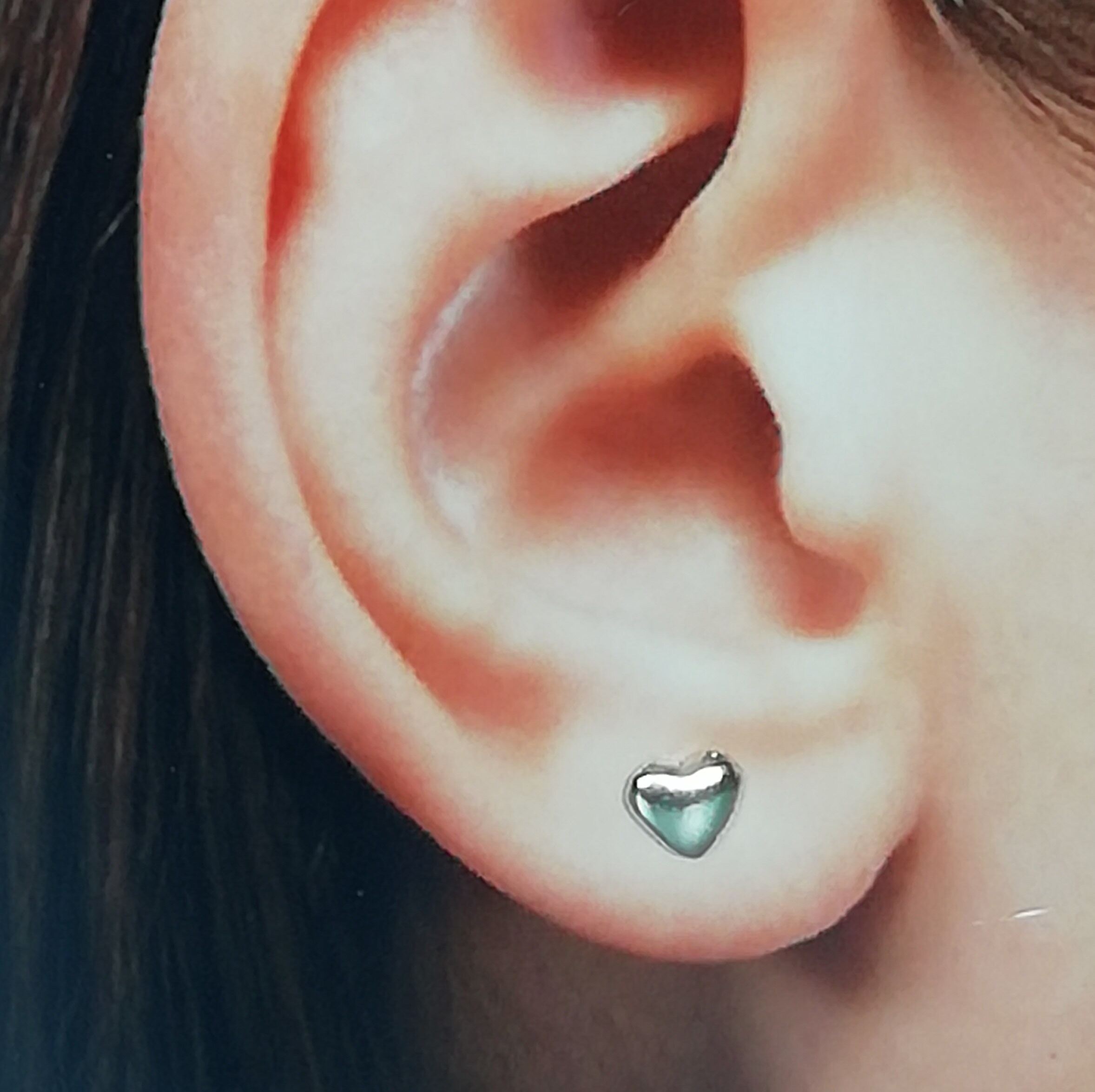 Gold heart ear studs Sterling silver heart earrings | Etsy