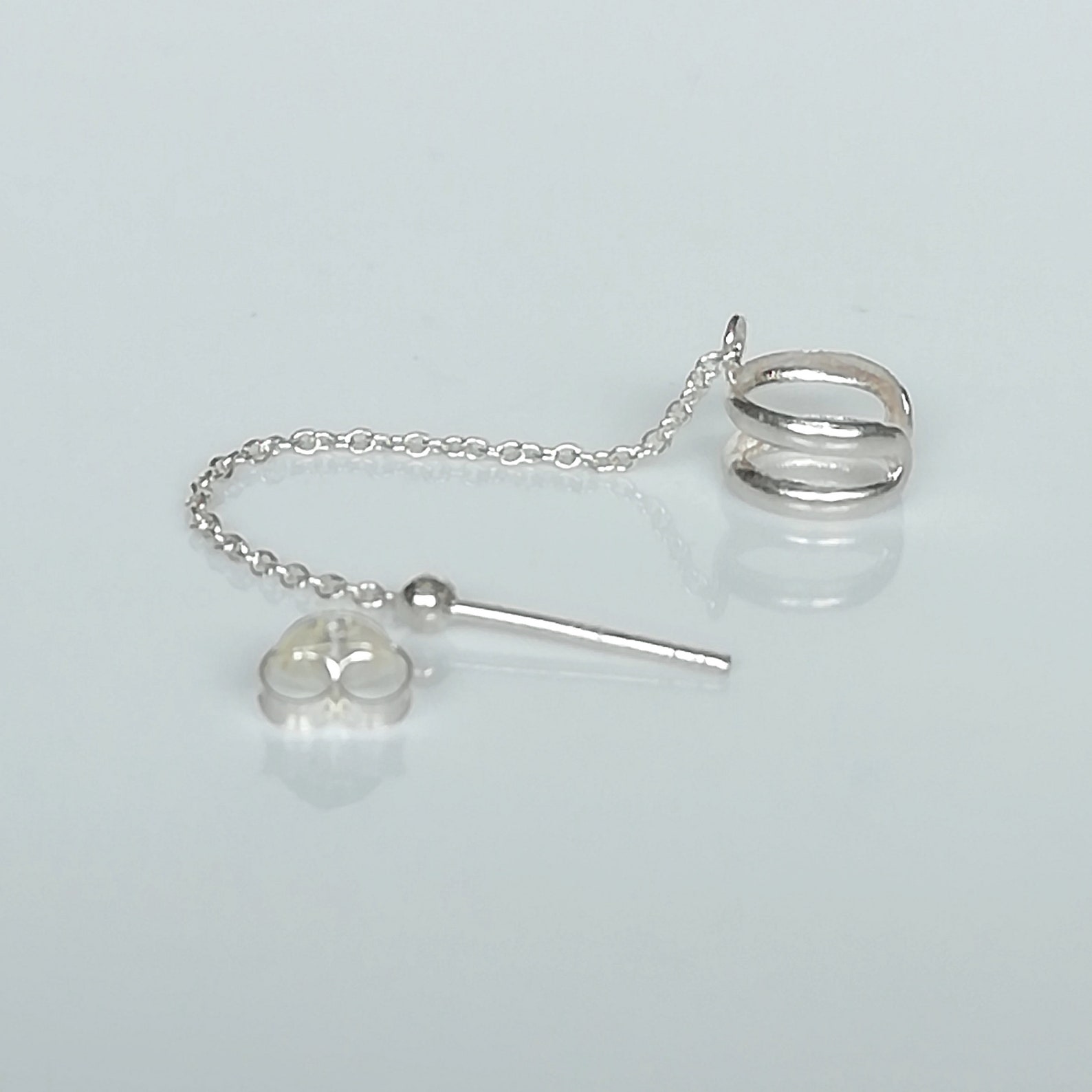 Silver Ear Cuff | Ear Cuff With Chain | Two Band Ear Cuff | 925 Silver ...