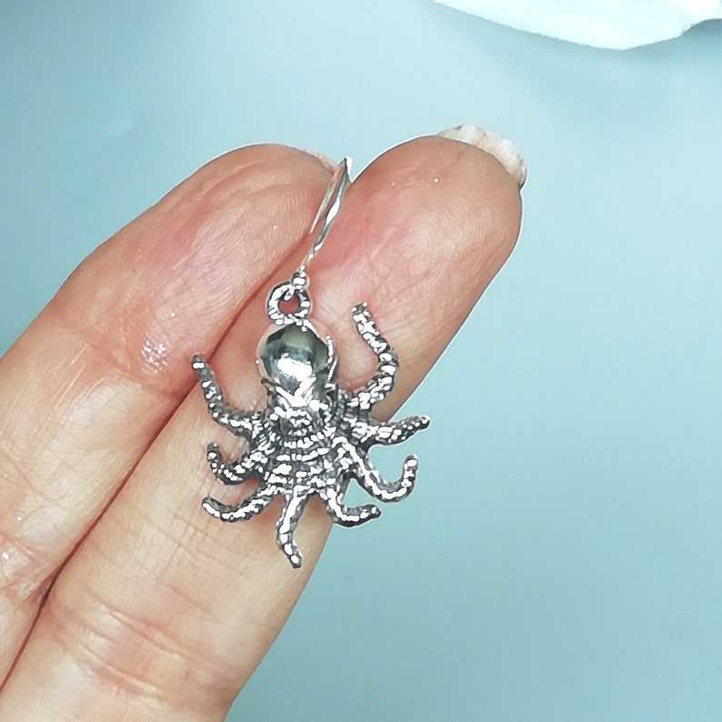 Octopus Earrings Sterling Silver Ear Danglers 925 Silver - Etsy