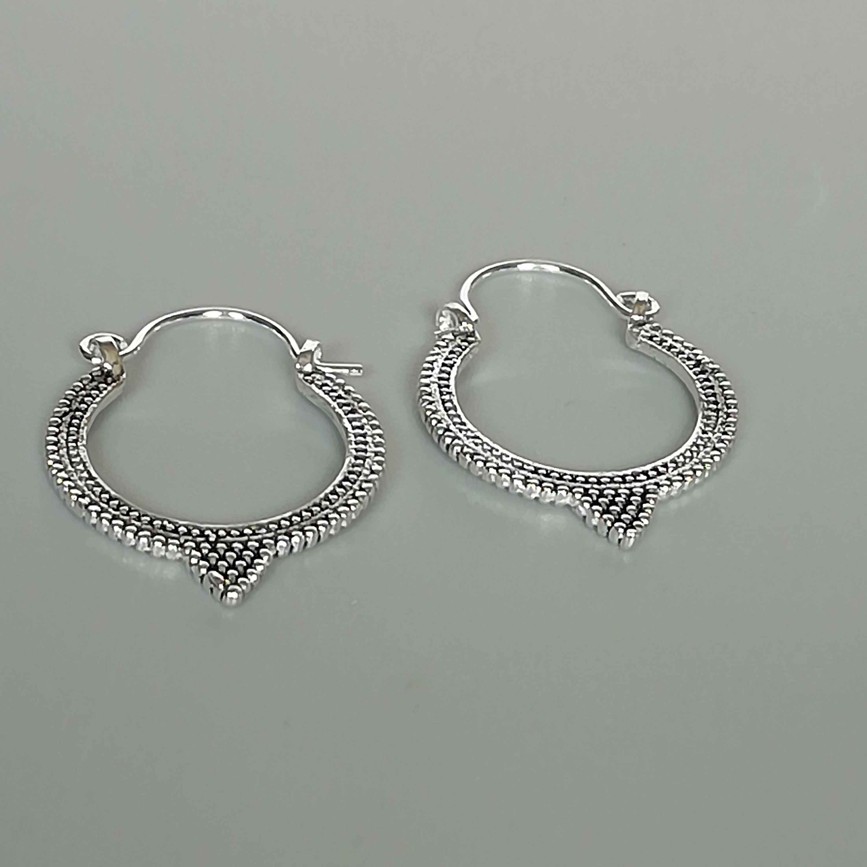 Ethnic Silver Hoops | Boho Ear Hoops | Tibetan Earrings | Silver ...