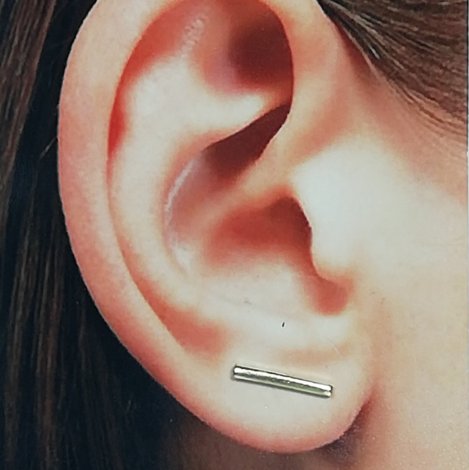 Gold Bar Ear Studs | Sterling Silver Thin Bar Earrings Plated in Gold ...
