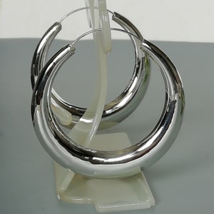 Large Sterling Silver Statement Hoops | 60mm Hoops | Crescent Ear Hoops | Minimalist Hoops ...