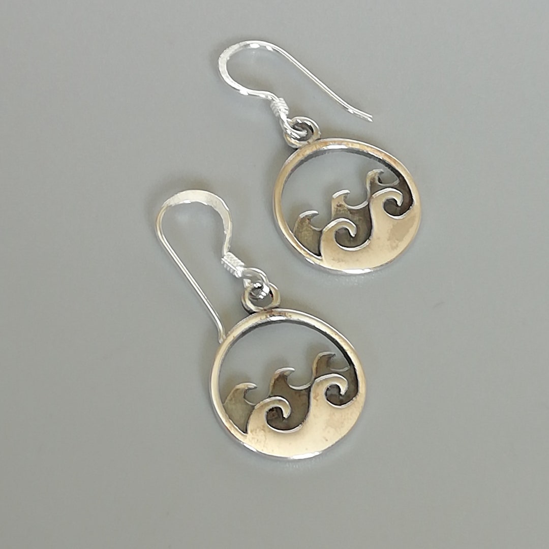 Sterling Silver Waves Earrings | Ocean Waves Earrings | Silver Dangle Earrings | Silver Jewelry ...