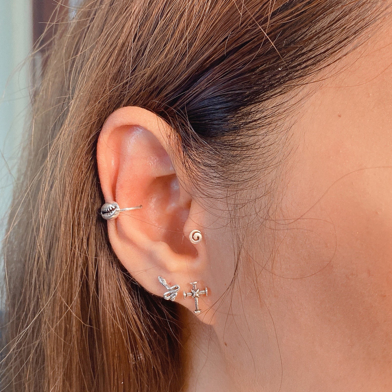 Sterling Silver Spiral Ear Studs Delicate Ear Studs | Etsy