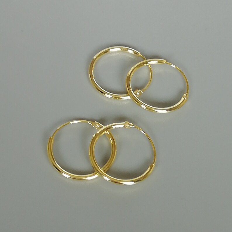 Small gold hoop earrings 14mm gold dipped hoops Silver | Etsy