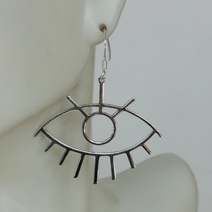 Sterling Silver Evil Eye Earrings | Big Eye Ear Danglers | Bohemian ...