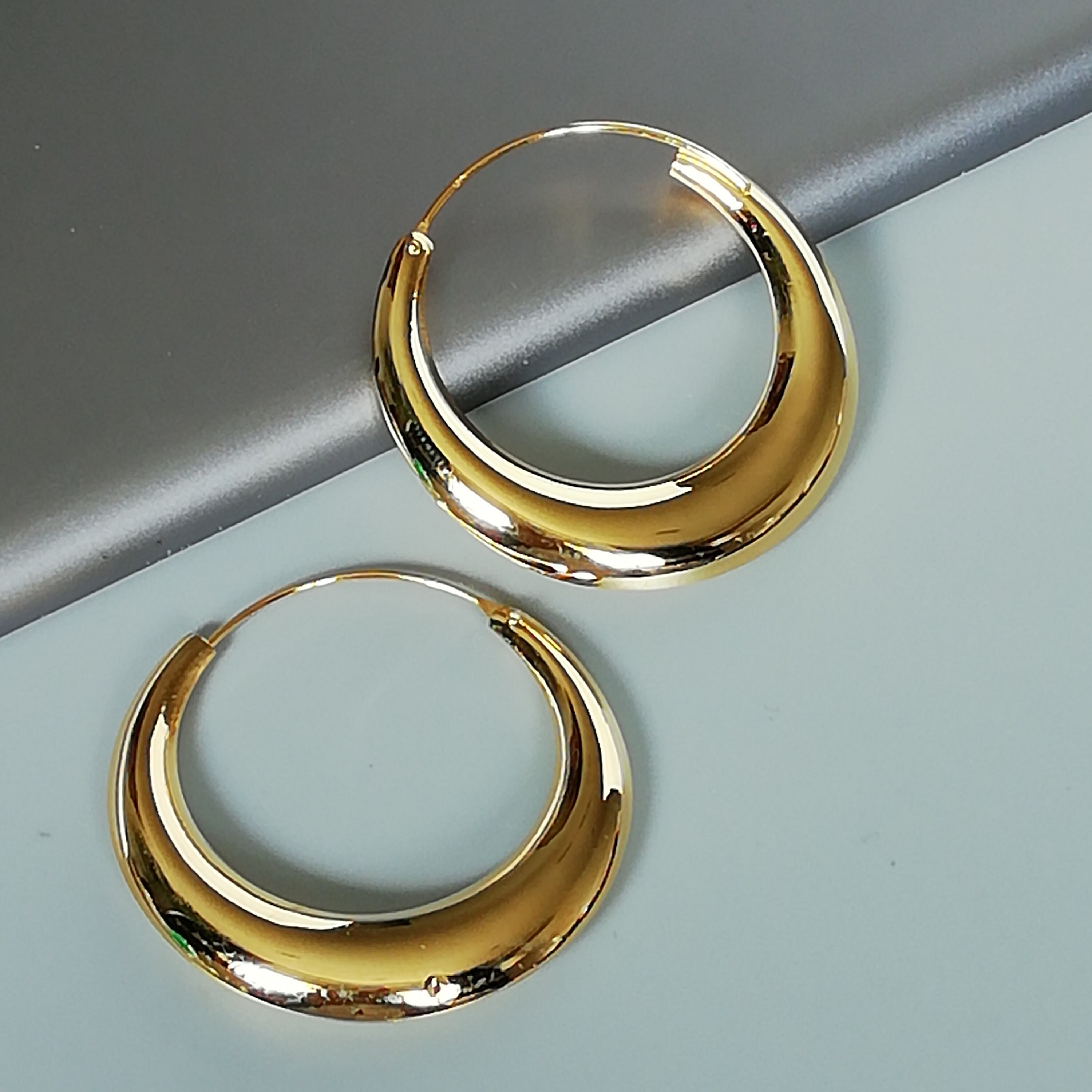 40 Mm Gold Hoops | Sterling Silver Gold Dipped Hoops | Ear Hoops ...