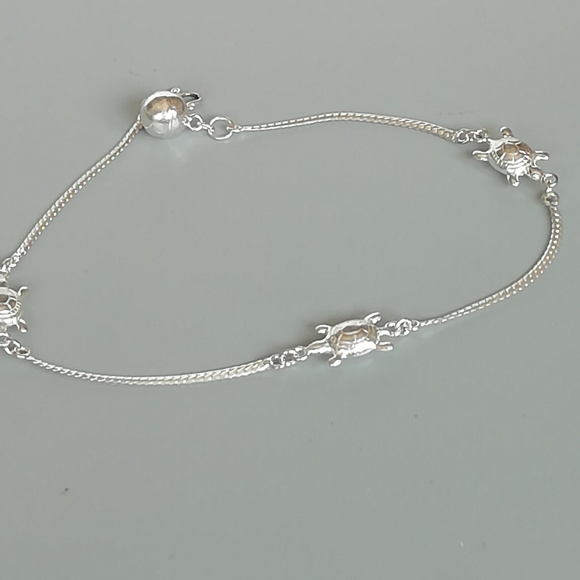 Sterling silver turtle anklet Bohemian anklet Turtle charm | Etsy