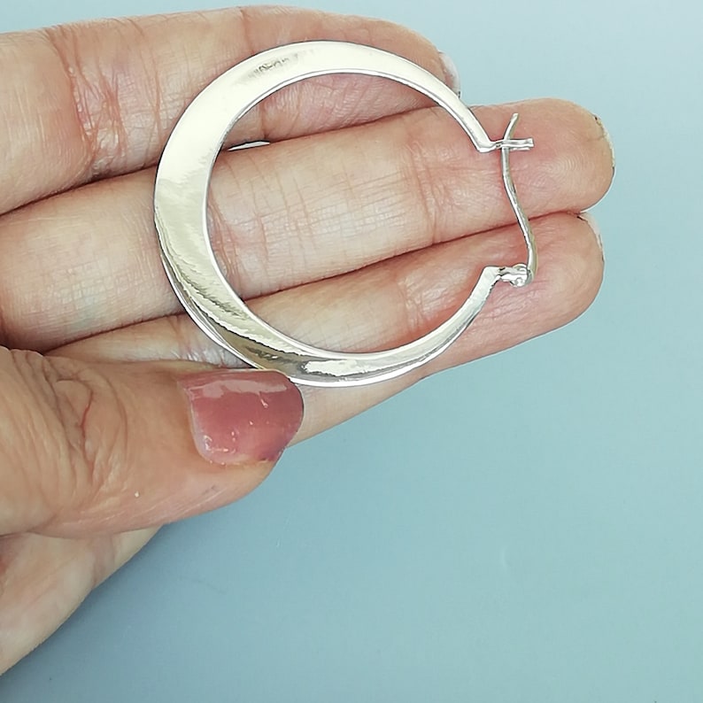 Large Silver Hoops 40 Mm Silver Hoop Earrings Flat Hoops - Etsy