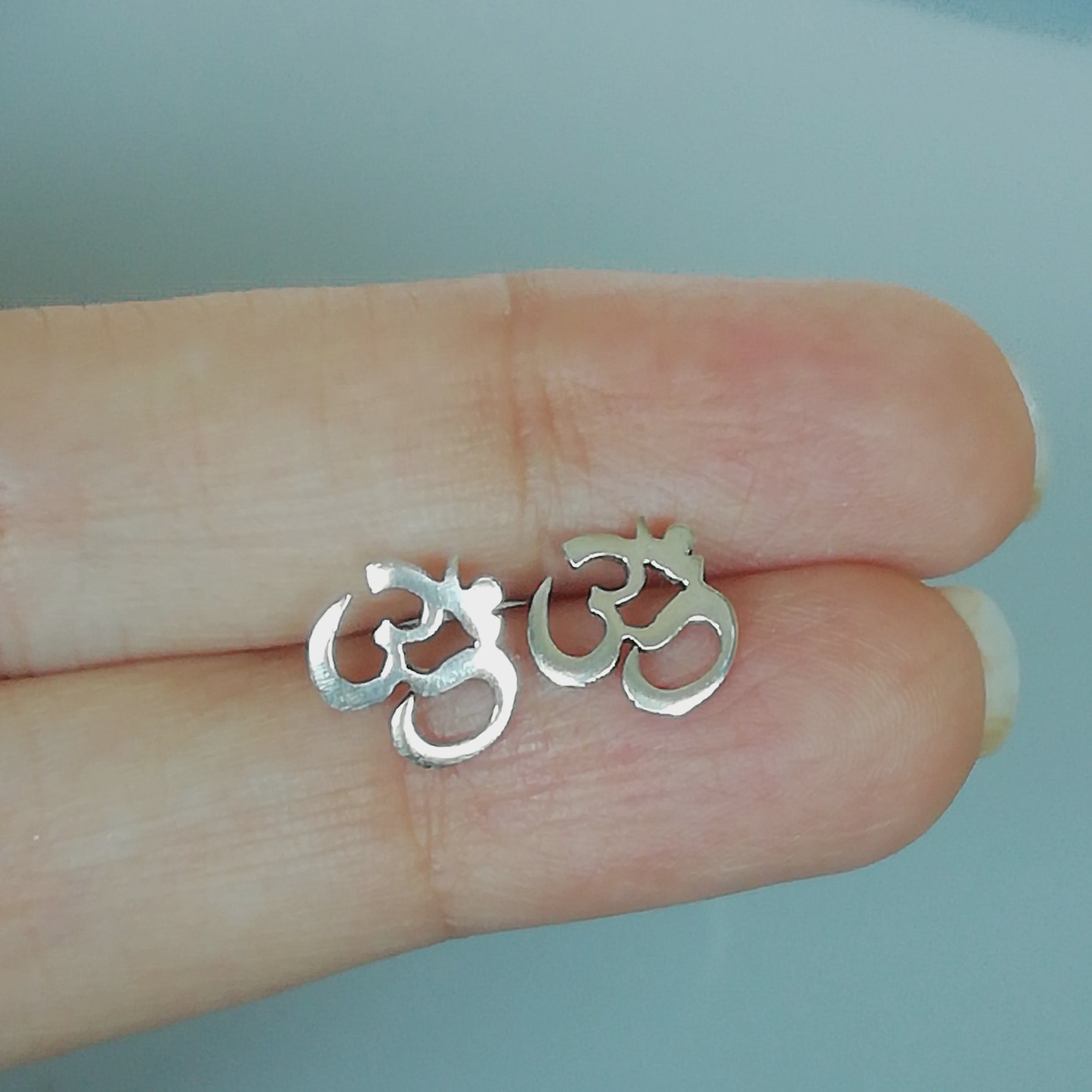 Set of gold and silver OM earrings Sterling silver spiritual | Etsy