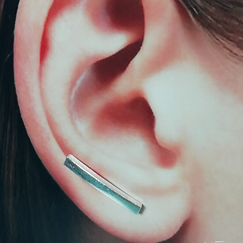 Curved Bar Ear Studs | Sterling Silver Studs | Silver Bar Earrings ...