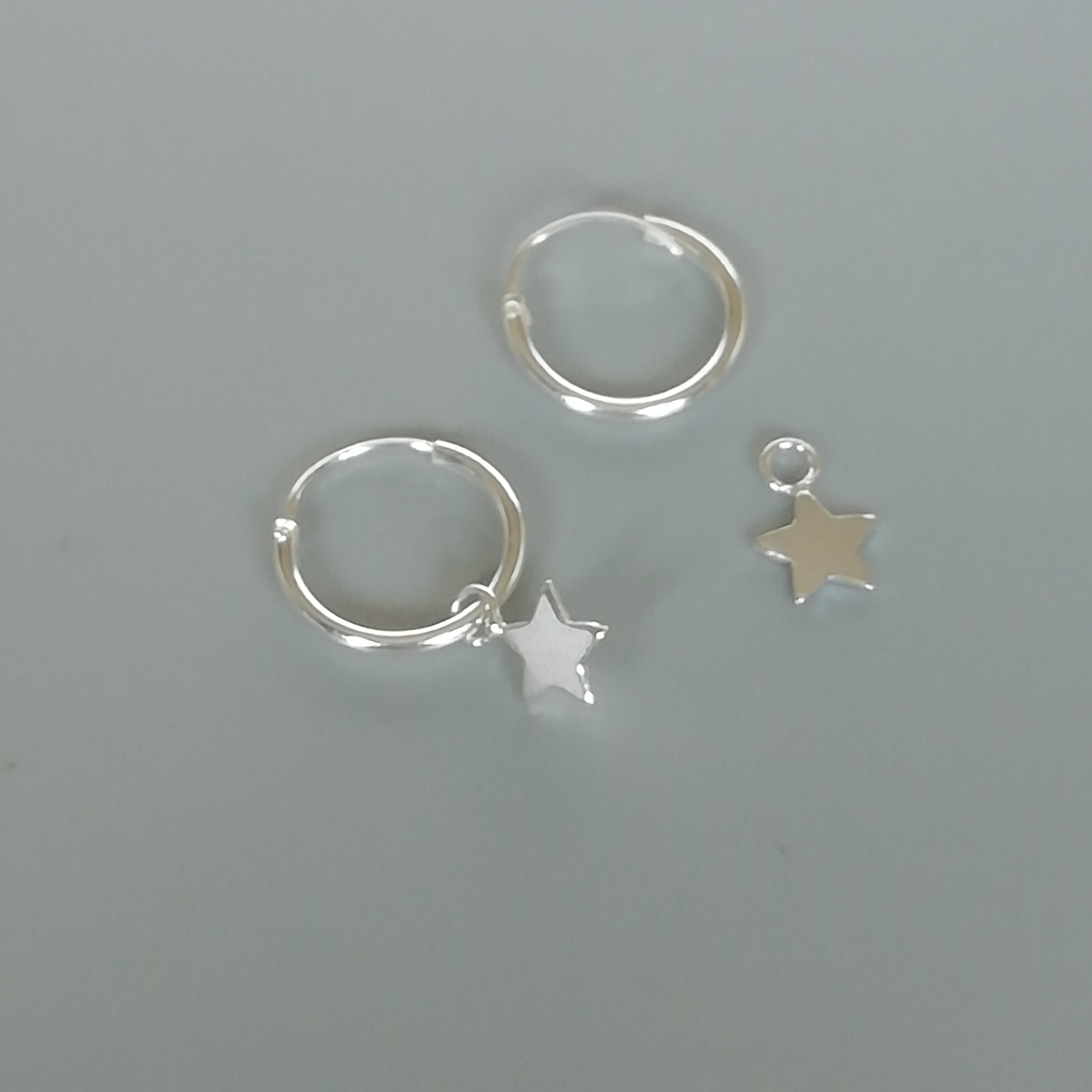 Sterling silver tiny star charm hoop 12 mm hoop earrings | Etsy