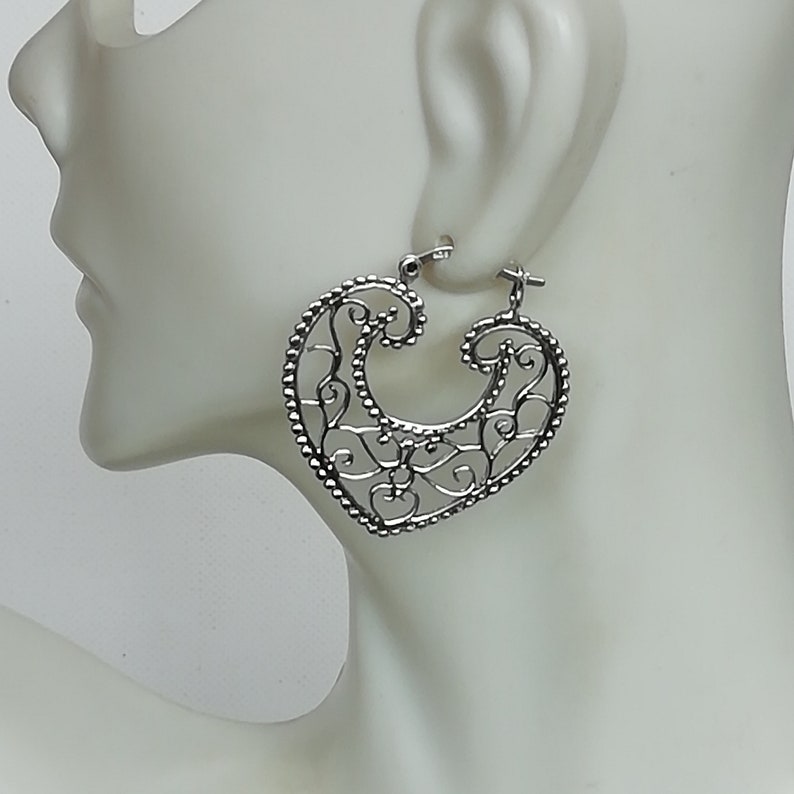 Sterling Silver Filigree Hoops Indian Hoops Bohemian Hoops - Etsy