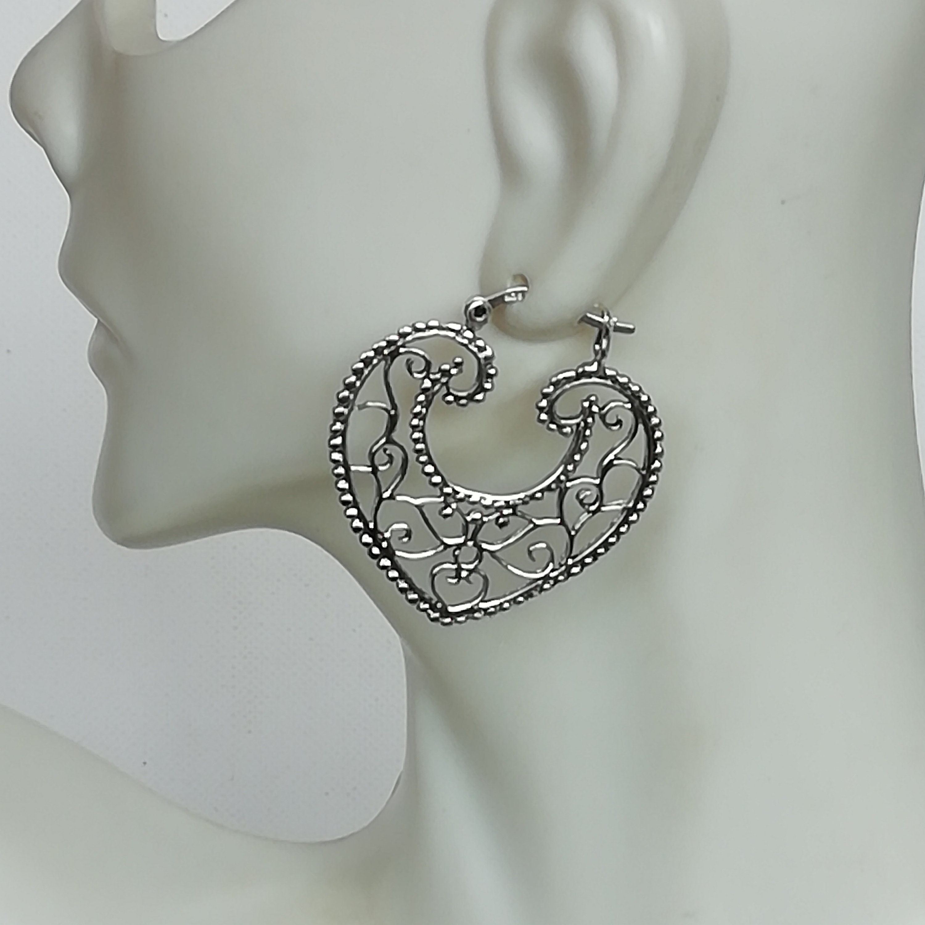 Sterling silver filigree hoops Indian hoops Bohemian hoops | Etsy