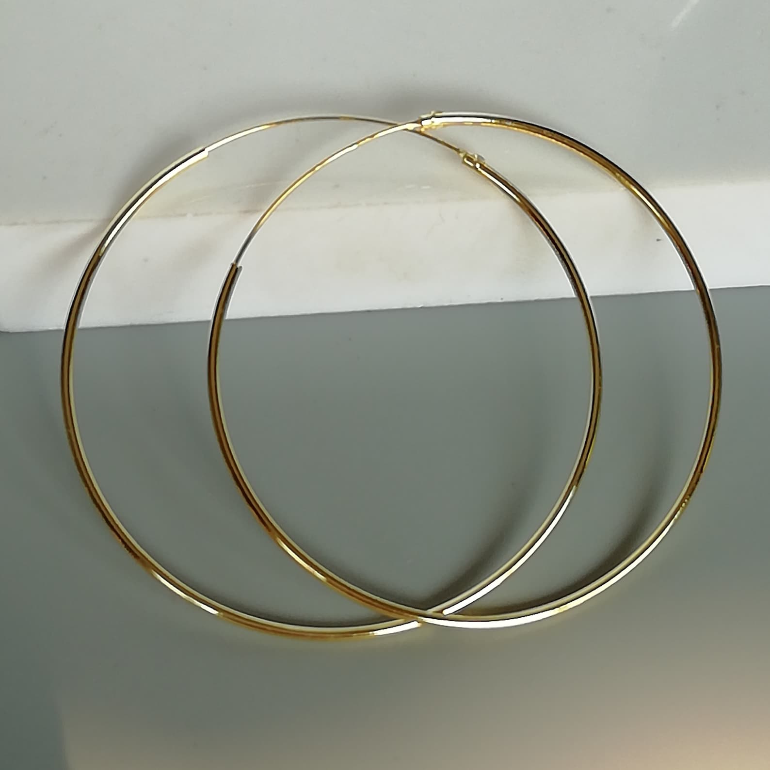 Large and Light Gold Hoop Earrings 50 Mm Gold Plated Hoops - Etsy
