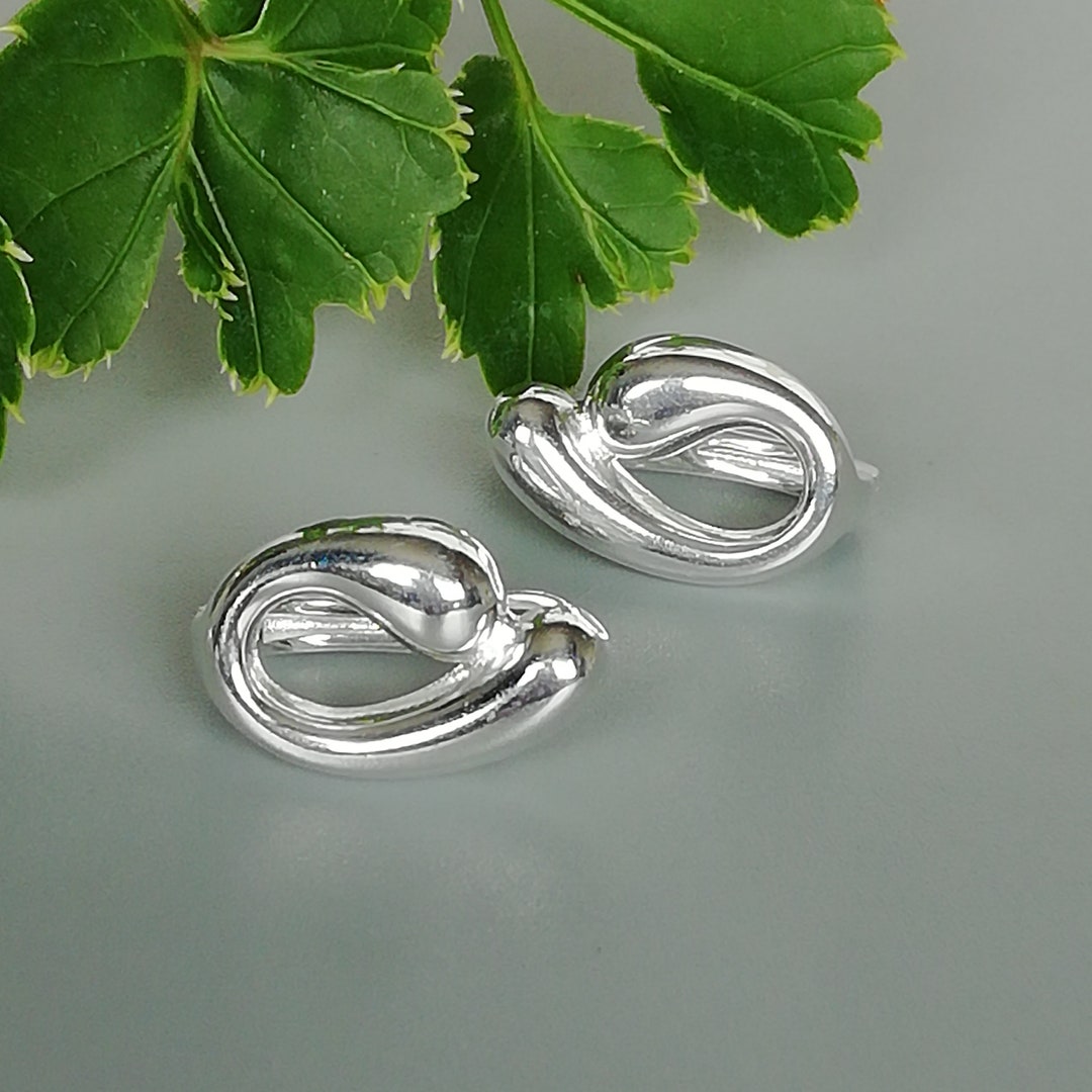Oval Latch Back Ear Stud | Sterling Silver Ear Studs | Twisted Drops ...