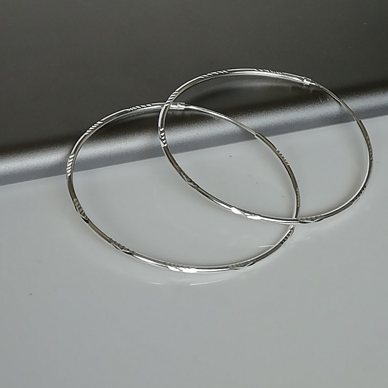 Large Silver Hoops Round Hoops Silver Jewelry Minimalist - Etsy