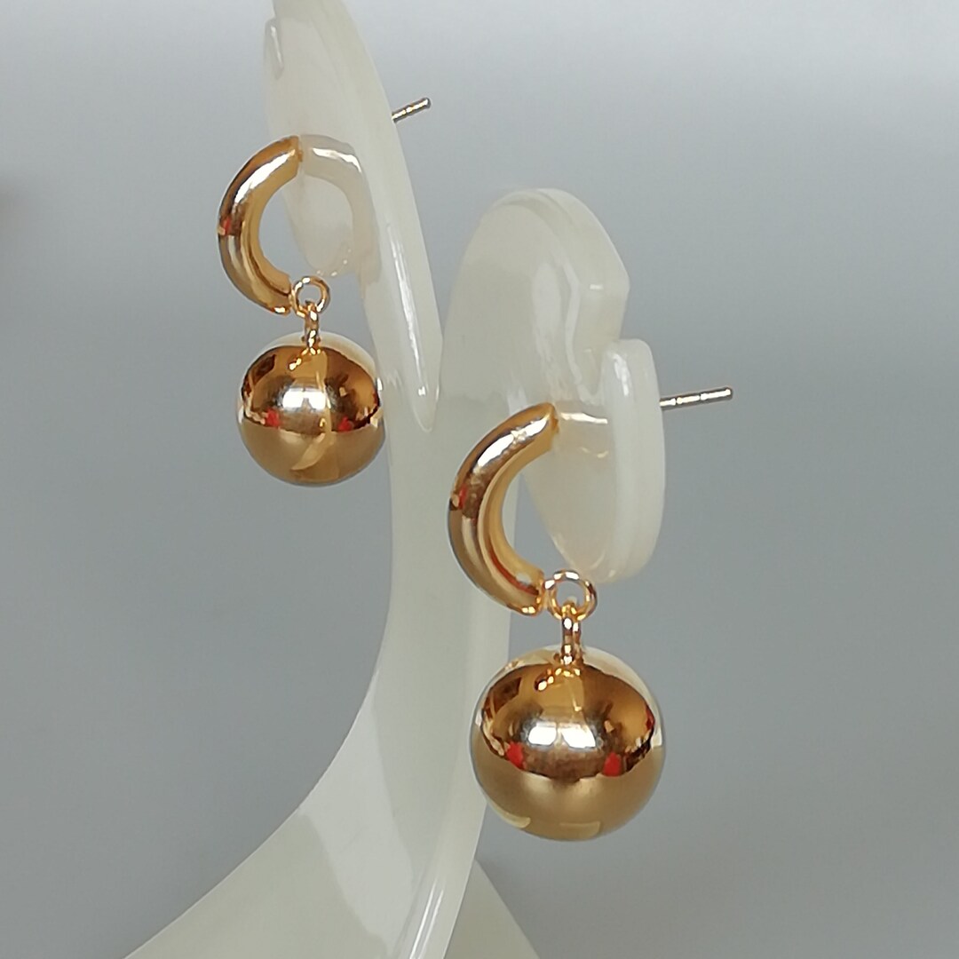 Gold Ball Dangler Earrings | Dangle and Drop Earrings | Minimalist Gold ...