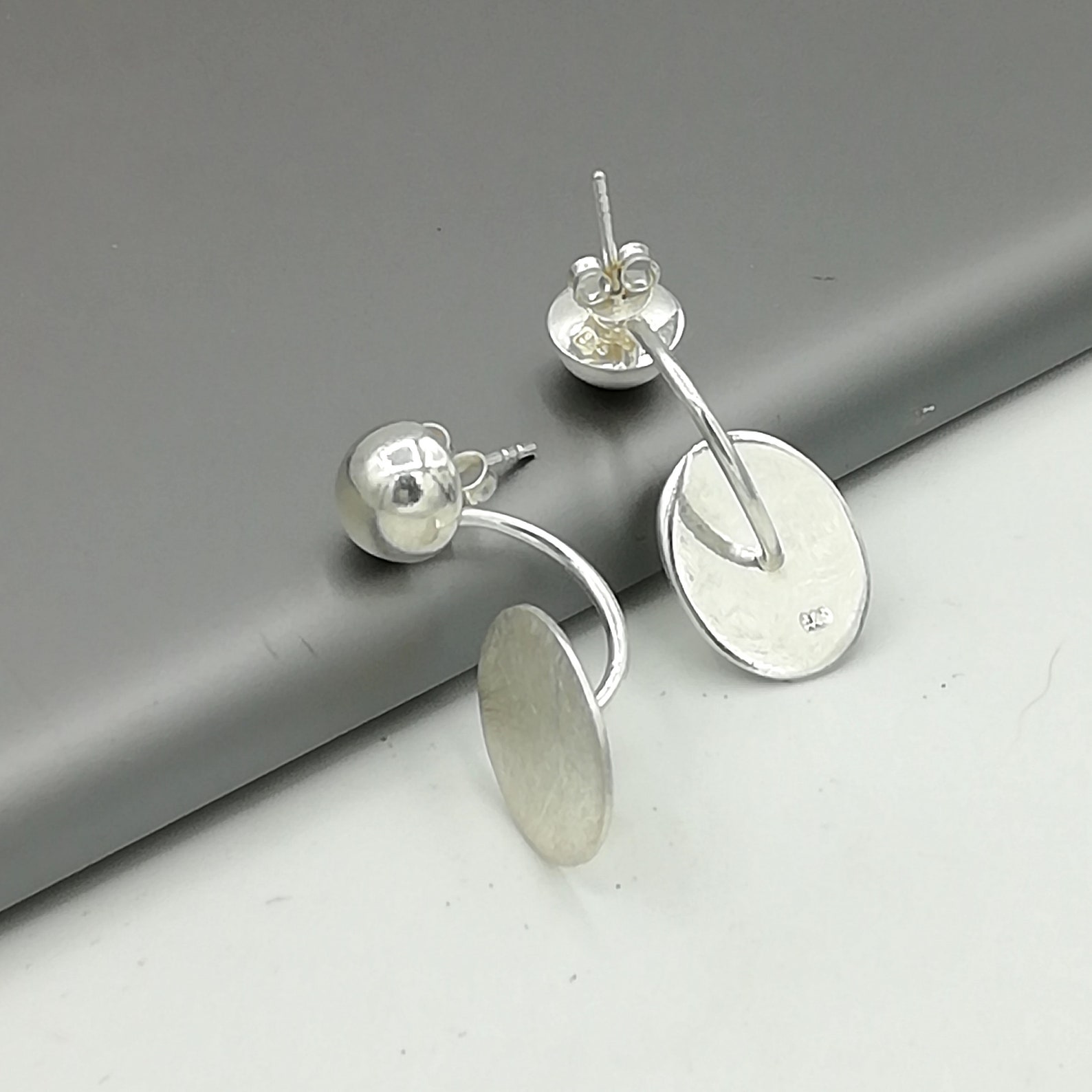 Ear jacket Silver ear jacket Oval ear jacket Bohemian | Etsy