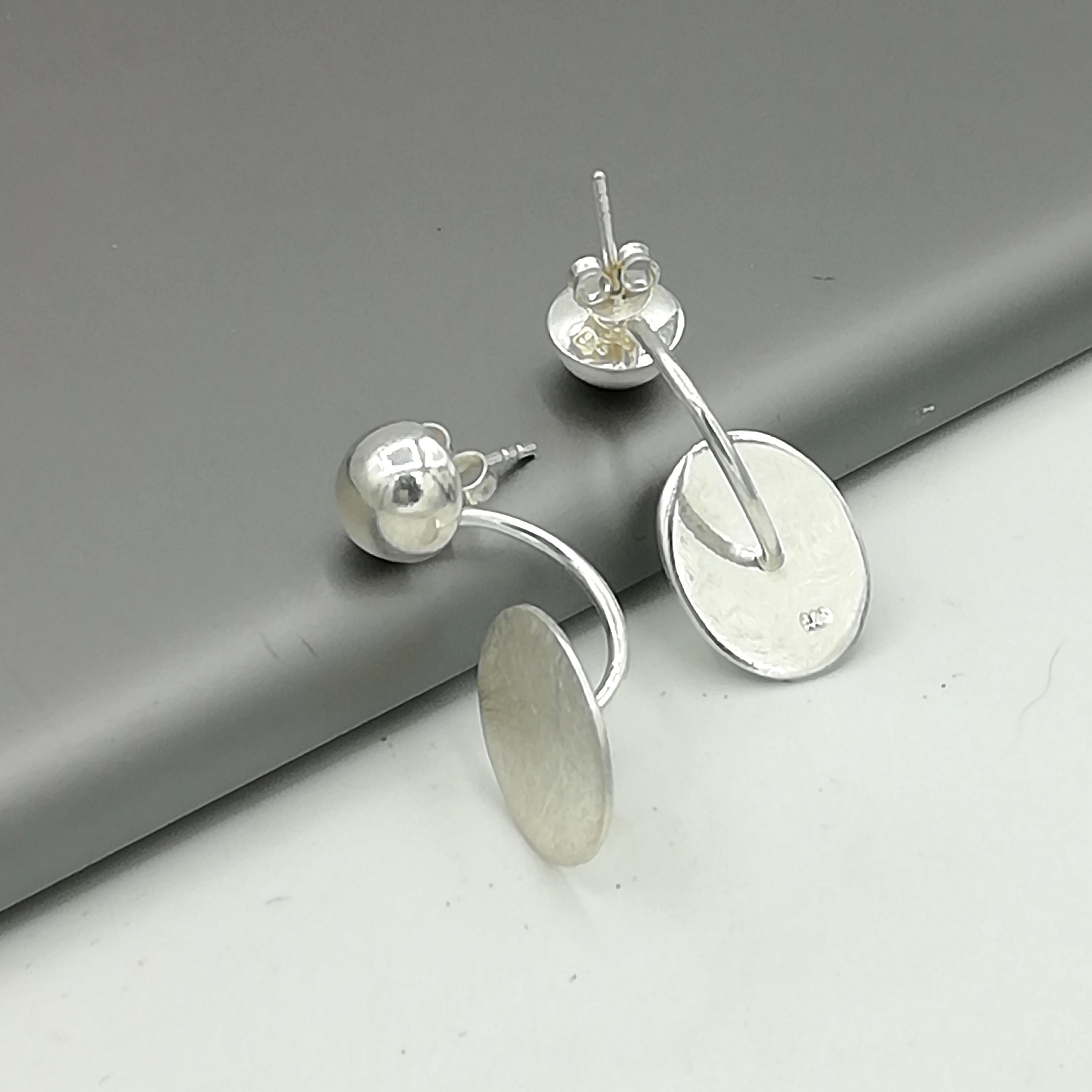 Ear jacket Silver ear jacket Oval ear jacket Bohemian | Etsy