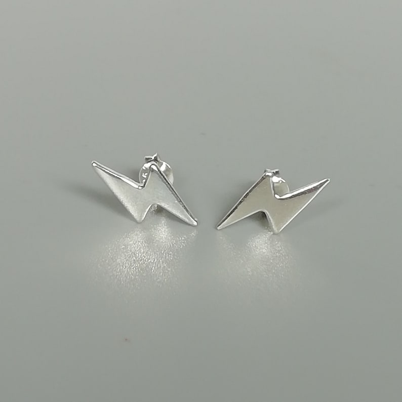 Lightning Bolt Studs | Bolt Earrings | Silver Bolt Studs | Minimalist Jewelry | Silver Earrings ...