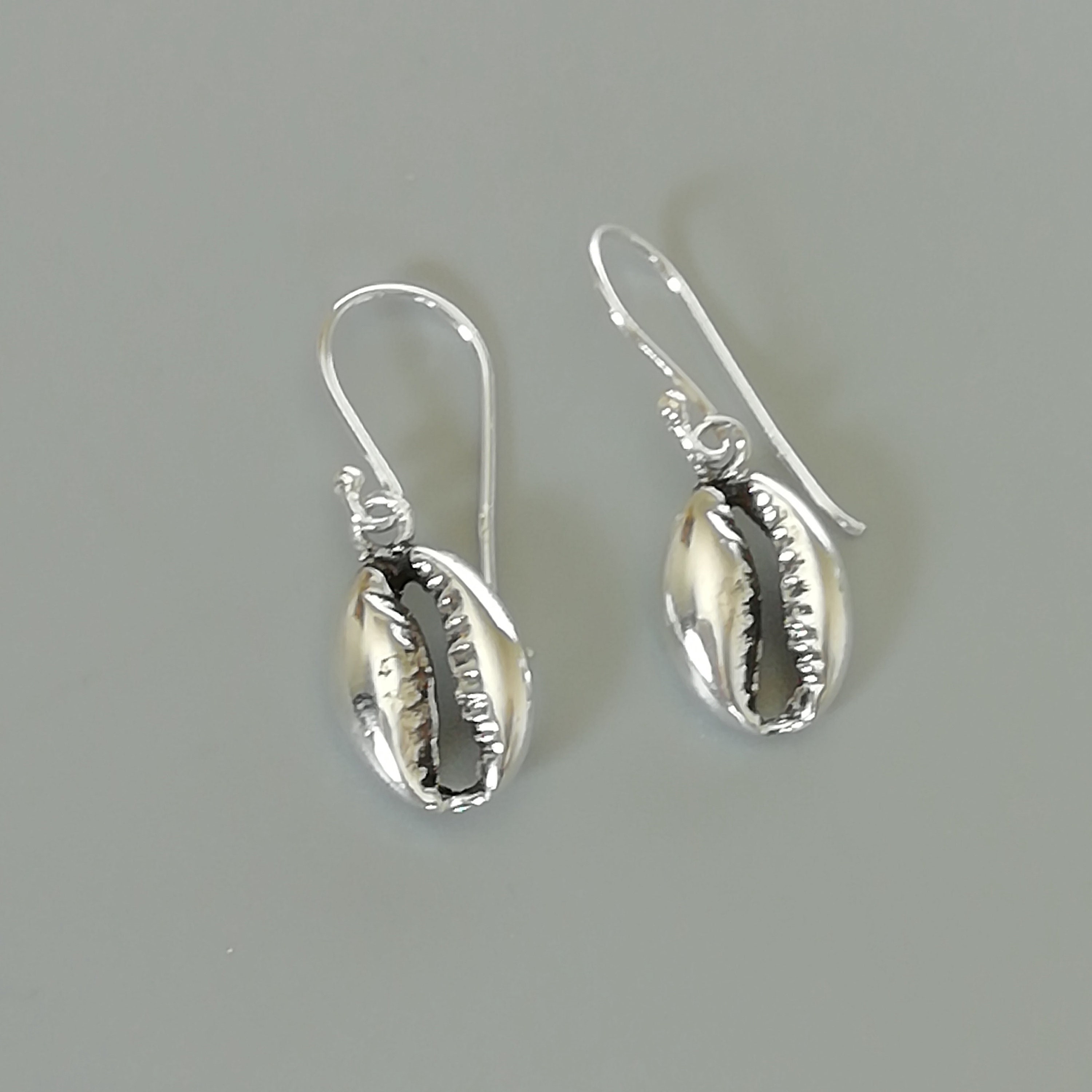 Cowrie Shell Earring | Silver Shell Ear Danglers |cowrie Shell Charm ...