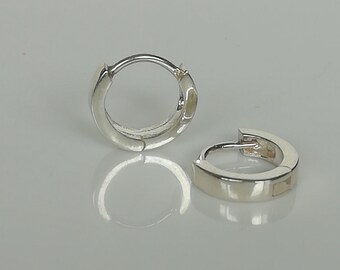 12 Mm Silver Hoops Simple Hoops Crescent Hoops Silver Jewelry ...