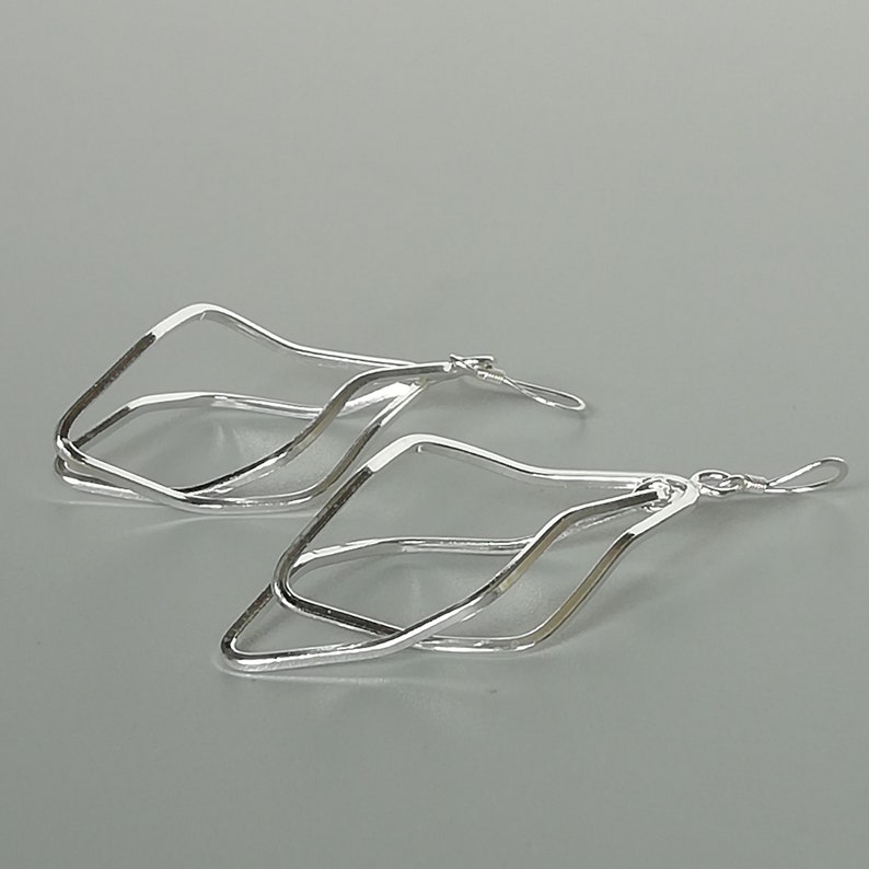 Sterling Silver Rhombus Ear Danglers Wavy Rhombus Earring | Etsy
