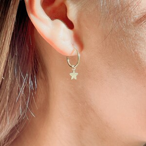 Gold Dipped Star Charm Hoops | 12 Mm Hoop Earrings | Minimalist Hoops ...