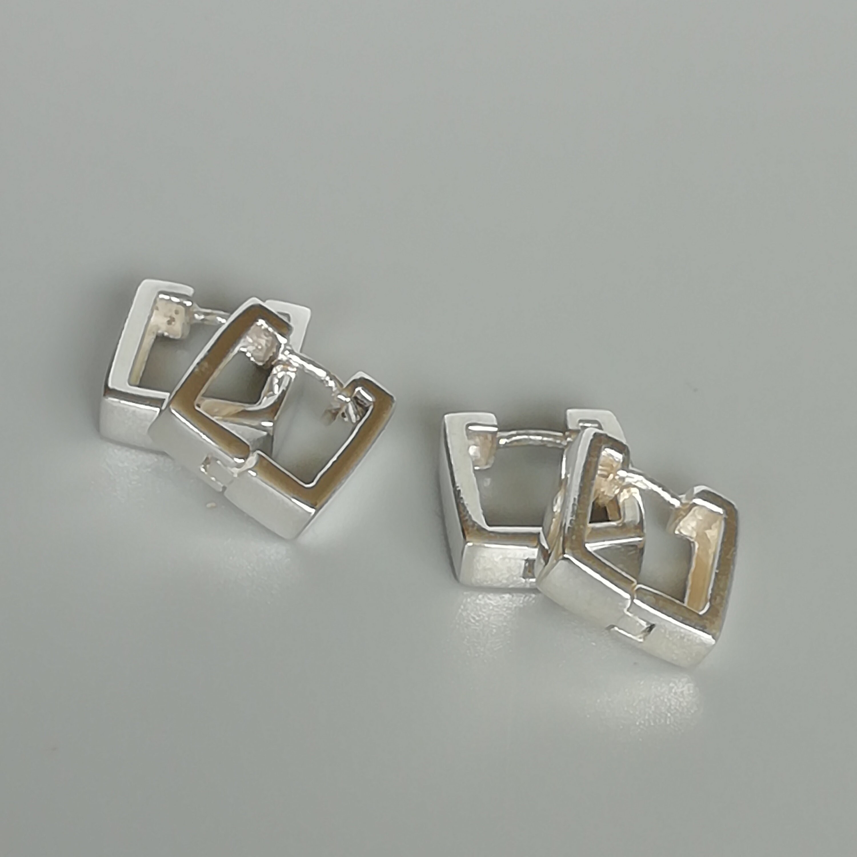 Sterling silver square hoops Hinged hoops Minimalist | Etsy