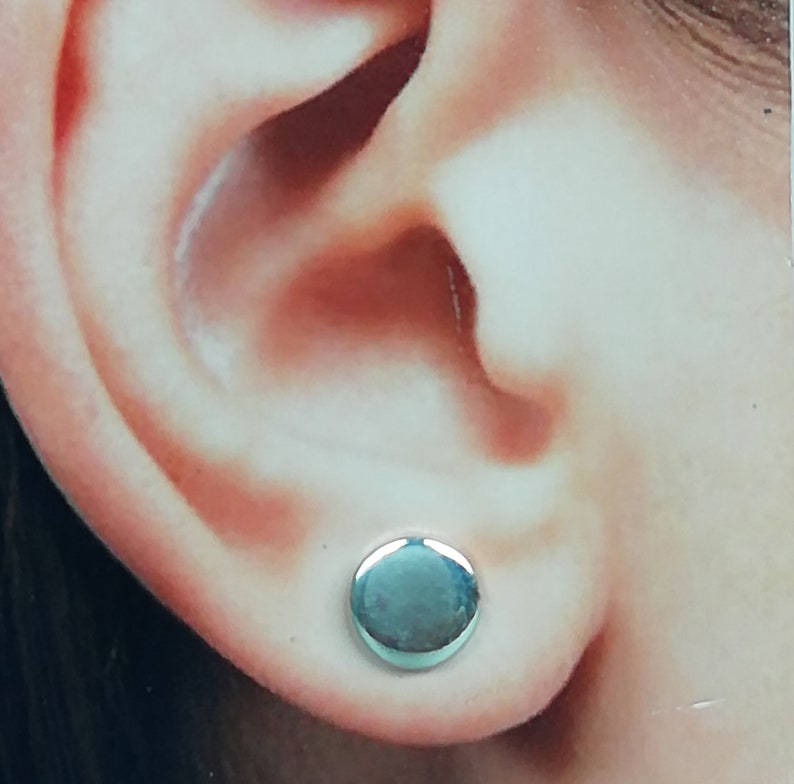 Oval Silver Ear Stud Two in One Silver Ear Studs Silver | Etsy