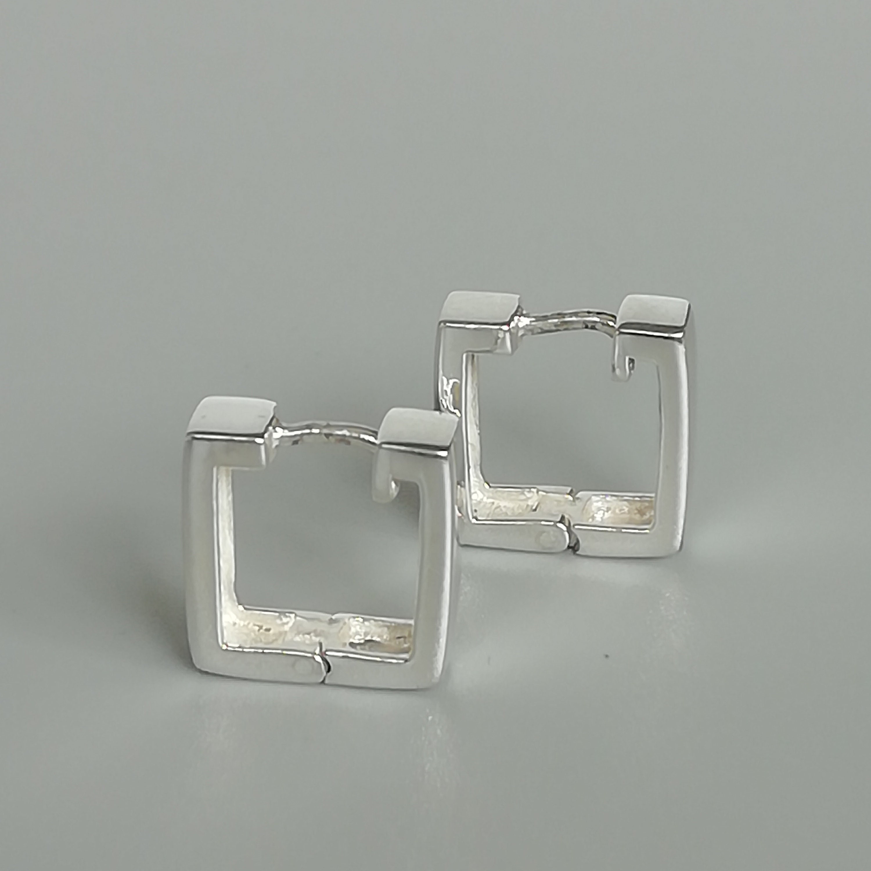 Sterling silver square hoops Hinged hoops Minimalist | Etsy
