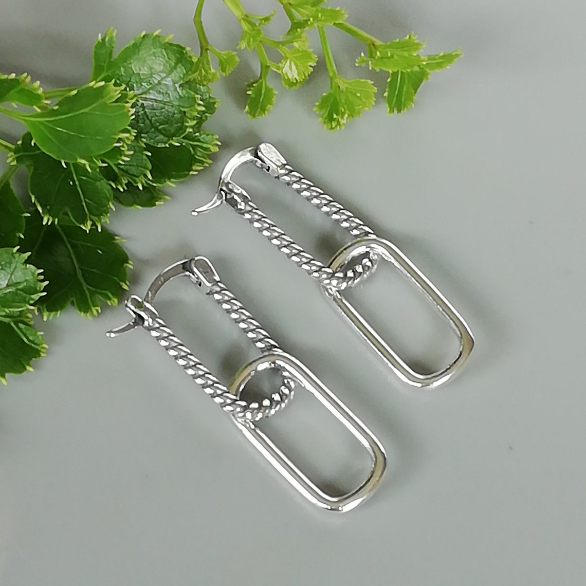 Anchor Link Earrings Sterling Silver Chain Link Earrings - Etsy