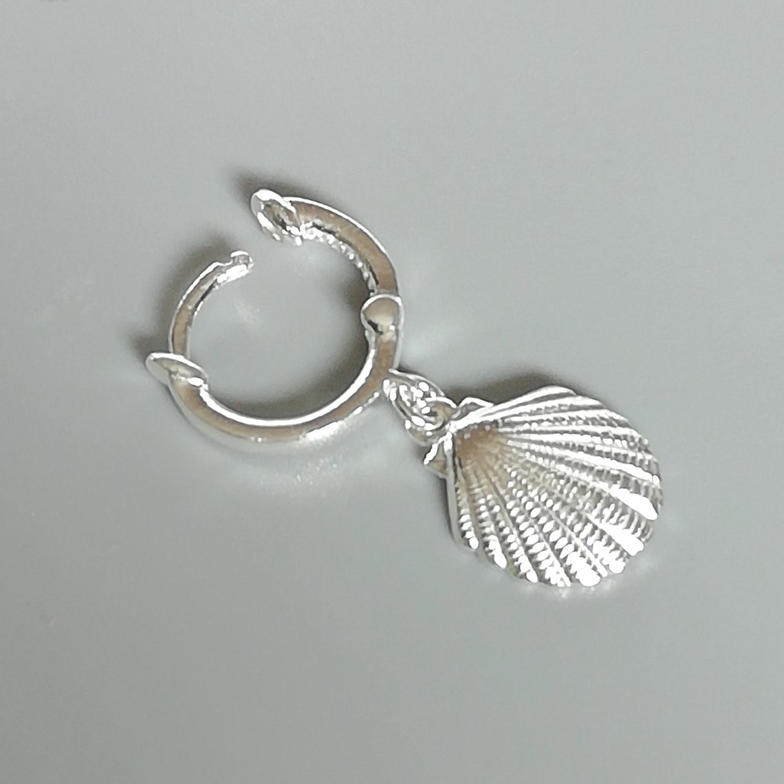 Silver hoops with sea shell charm 12 mm hoops Silver | Etsy