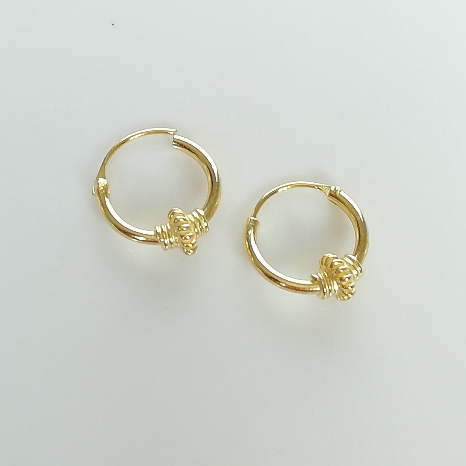 Small gold hoops 10 mm hoops Bali gold ear hoops Silver | Etsy