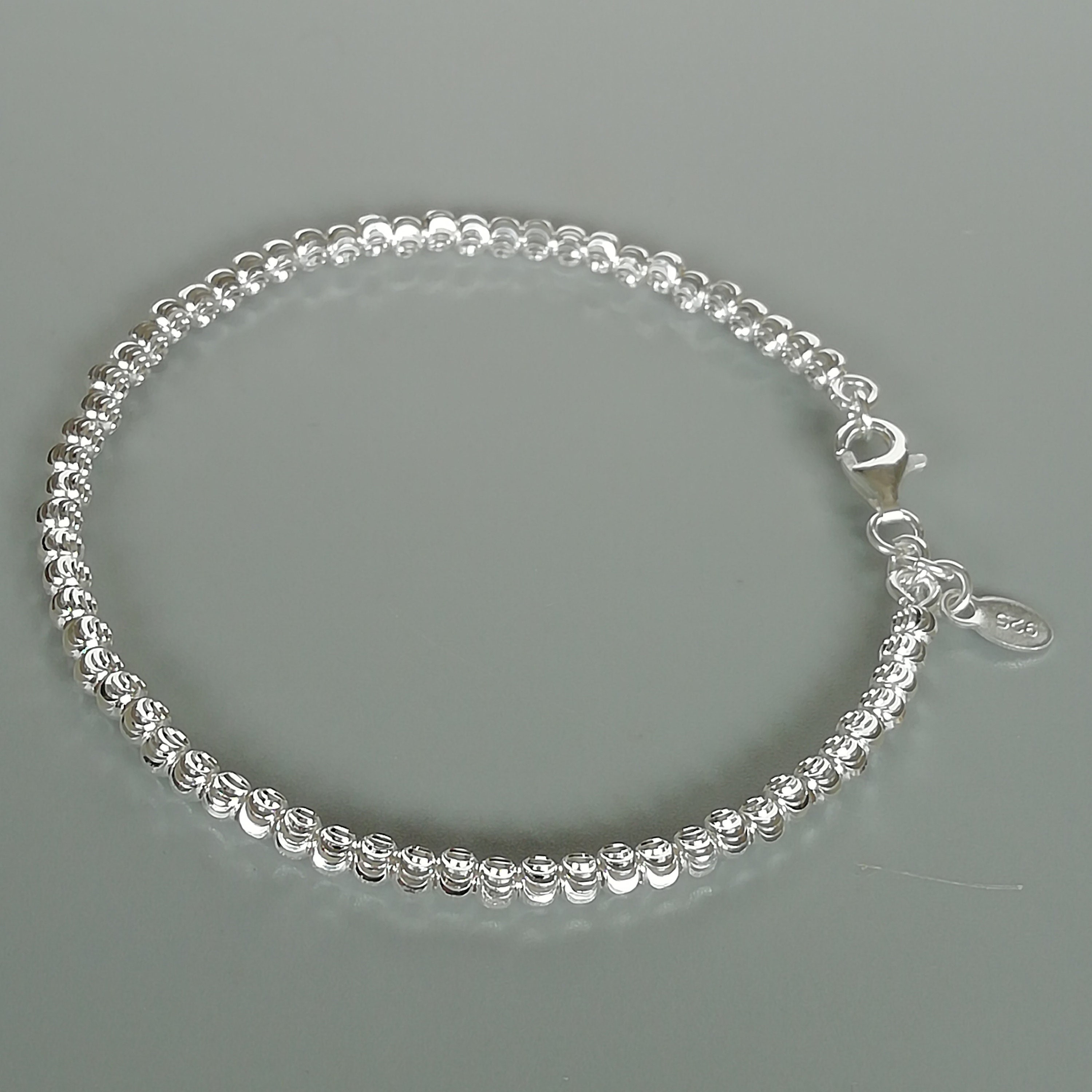 Sterling silver beads bangle Laser cut balls bracelet | Etsy