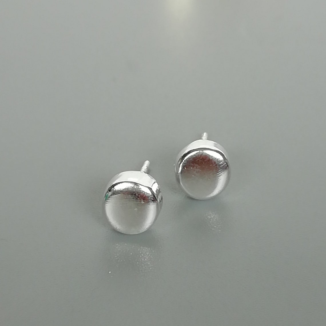 Round silver ear studs Dot ear studs Sterling silver | Etsy