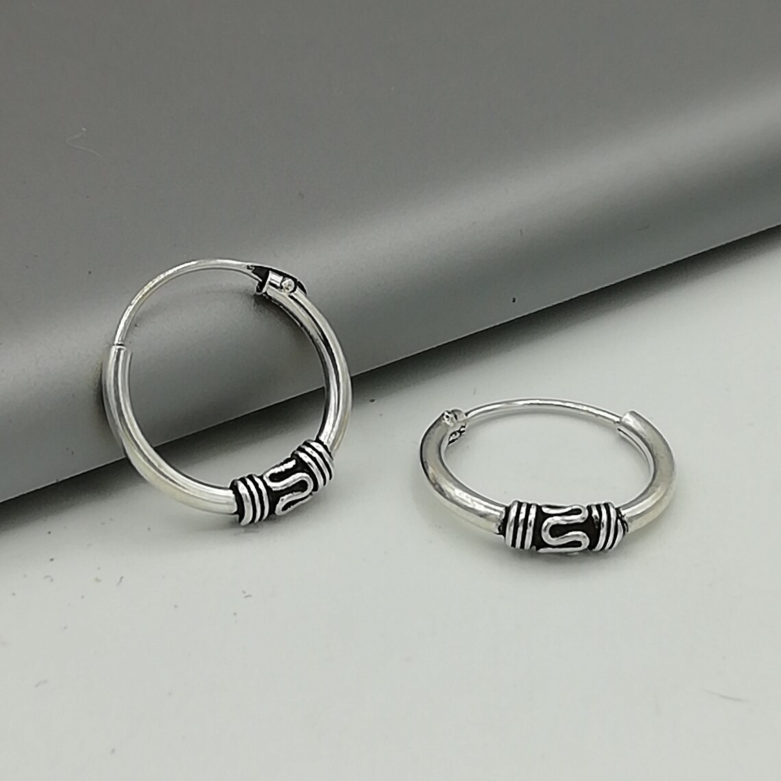 Small Bali hoops 14 mm silver hoops Ear hoops Ethnic | Etsy