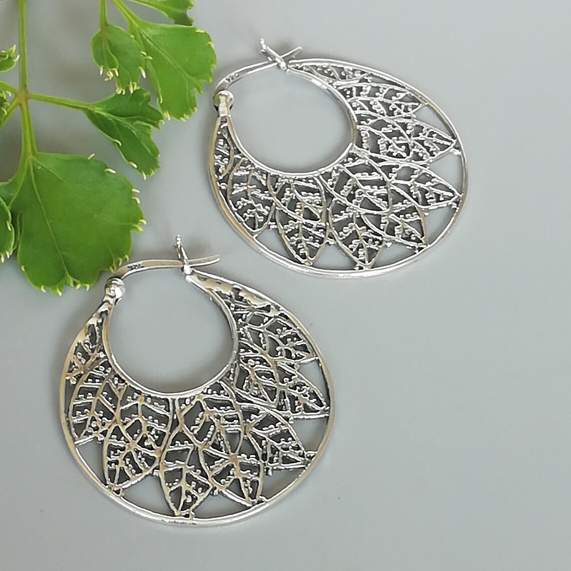 Sterling Silver Filigree Hoops Egyptian Hoops Bohemian | Etsy
