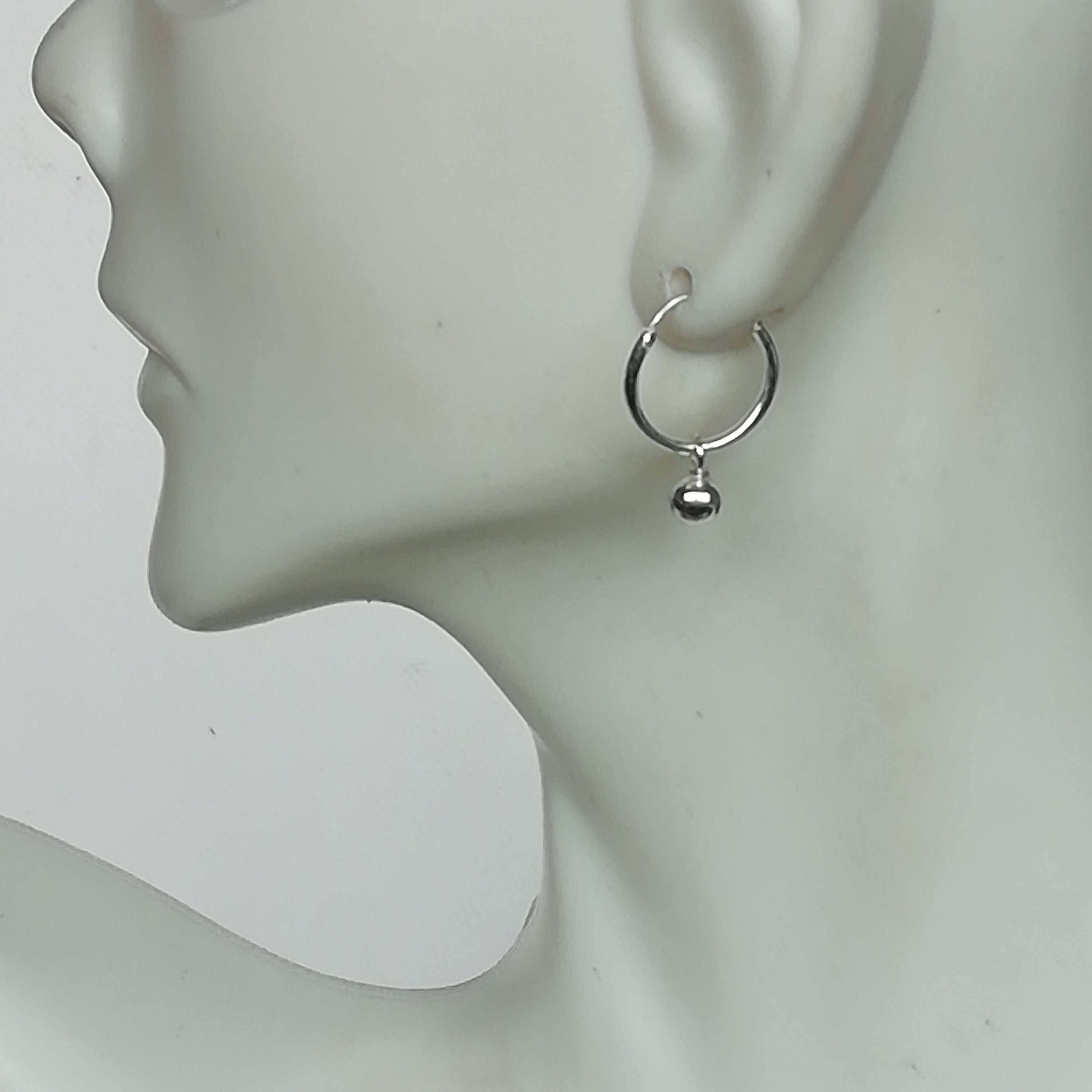 Silver ball hoops Sterling silver hoops 12 mm hoop | Etsy