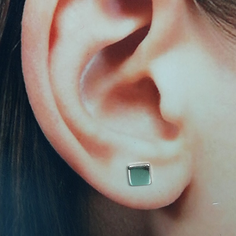 Sterling Silver Square Ear Studs Square Earrings Cartilage - Etsy
