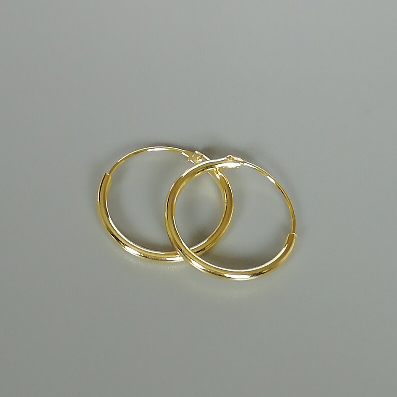 Small gold hoop earrings 14mm gold dipped hoops Silver | Etsy